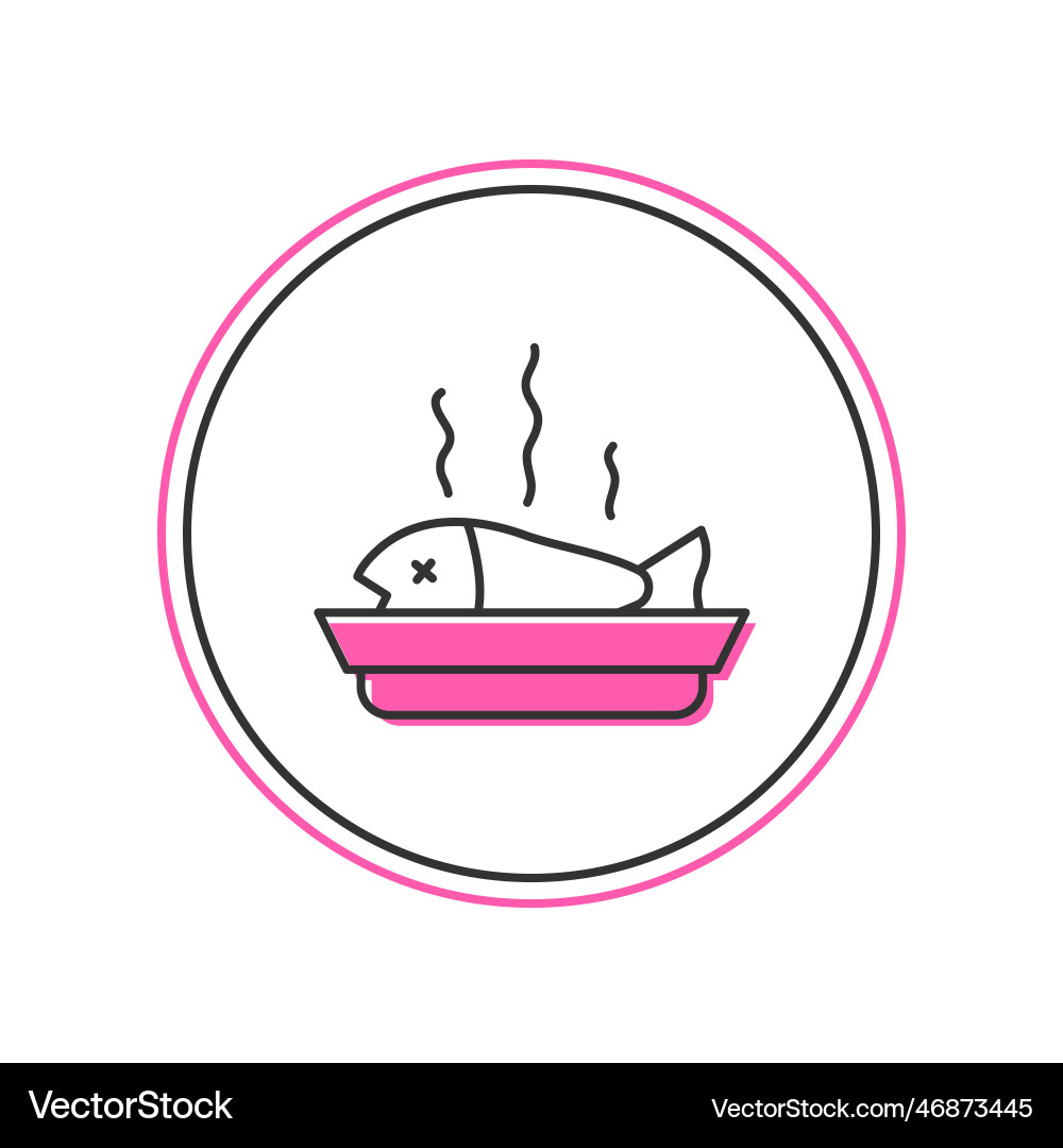 Filled outline served fish on a plate icon Vector Image