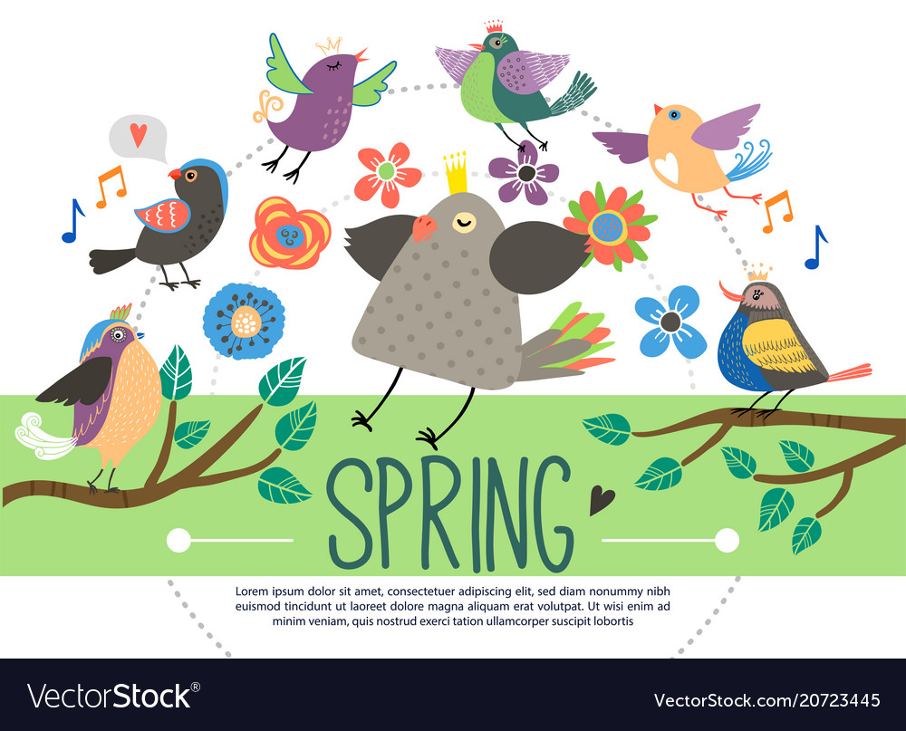 Flat springtime template Royalty Free Vector Image