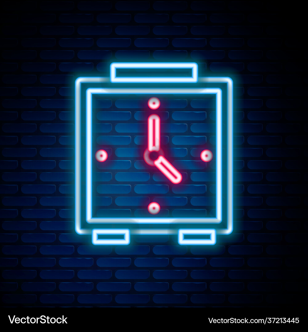Glowing neon line alarm clock icon isolated Vector Image