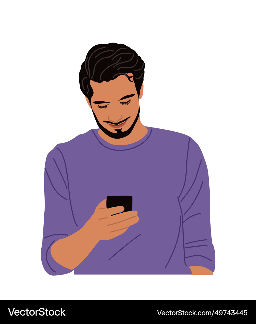 Handsome man holding mobile phone isolated Vector Image