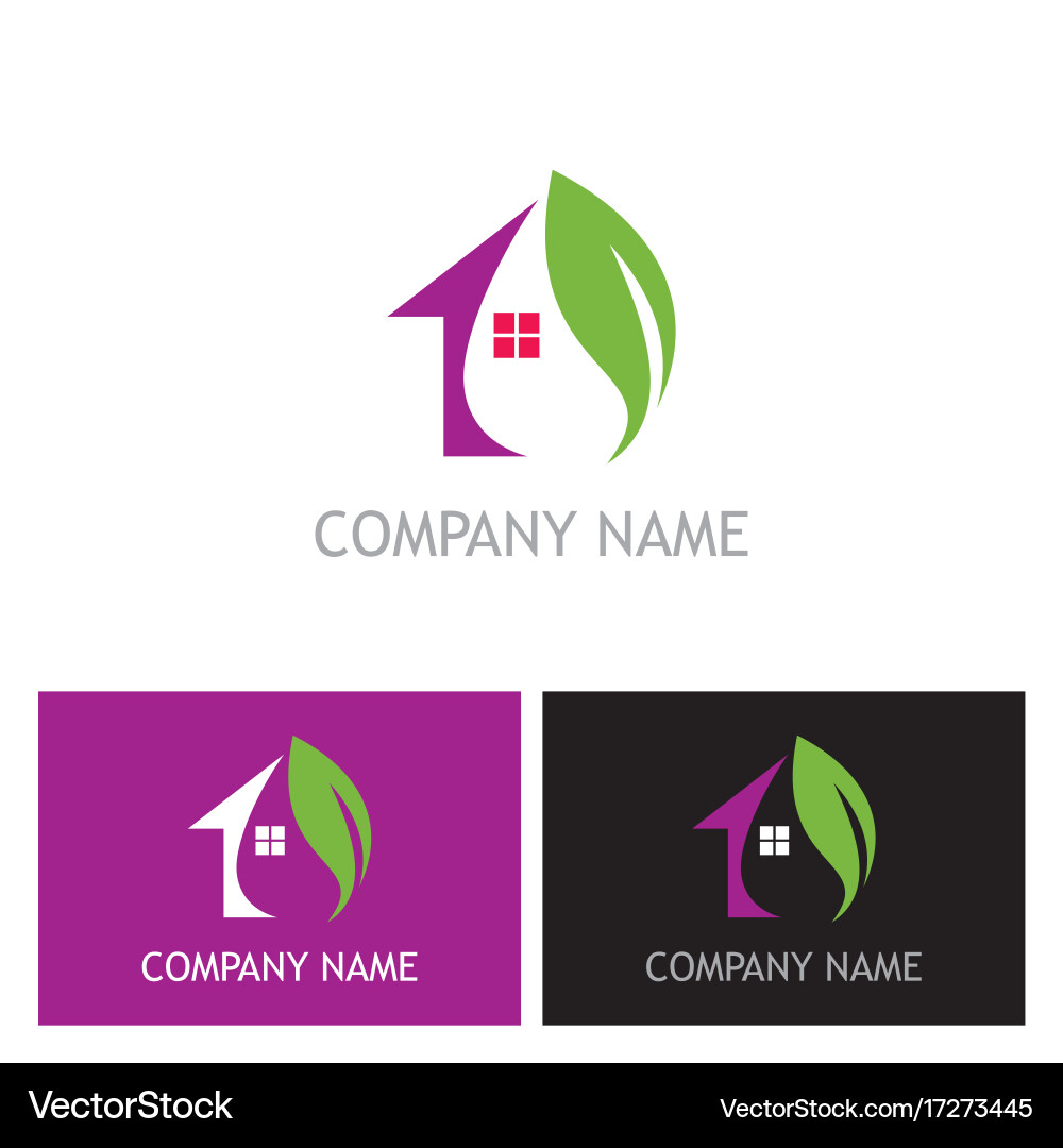 House green leaf logo Royalty Free Vector Image