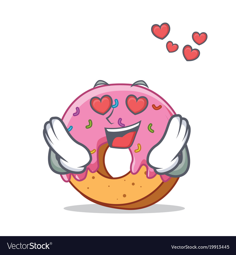 In love donut mascot cartoon style Royalty Free Vector Image