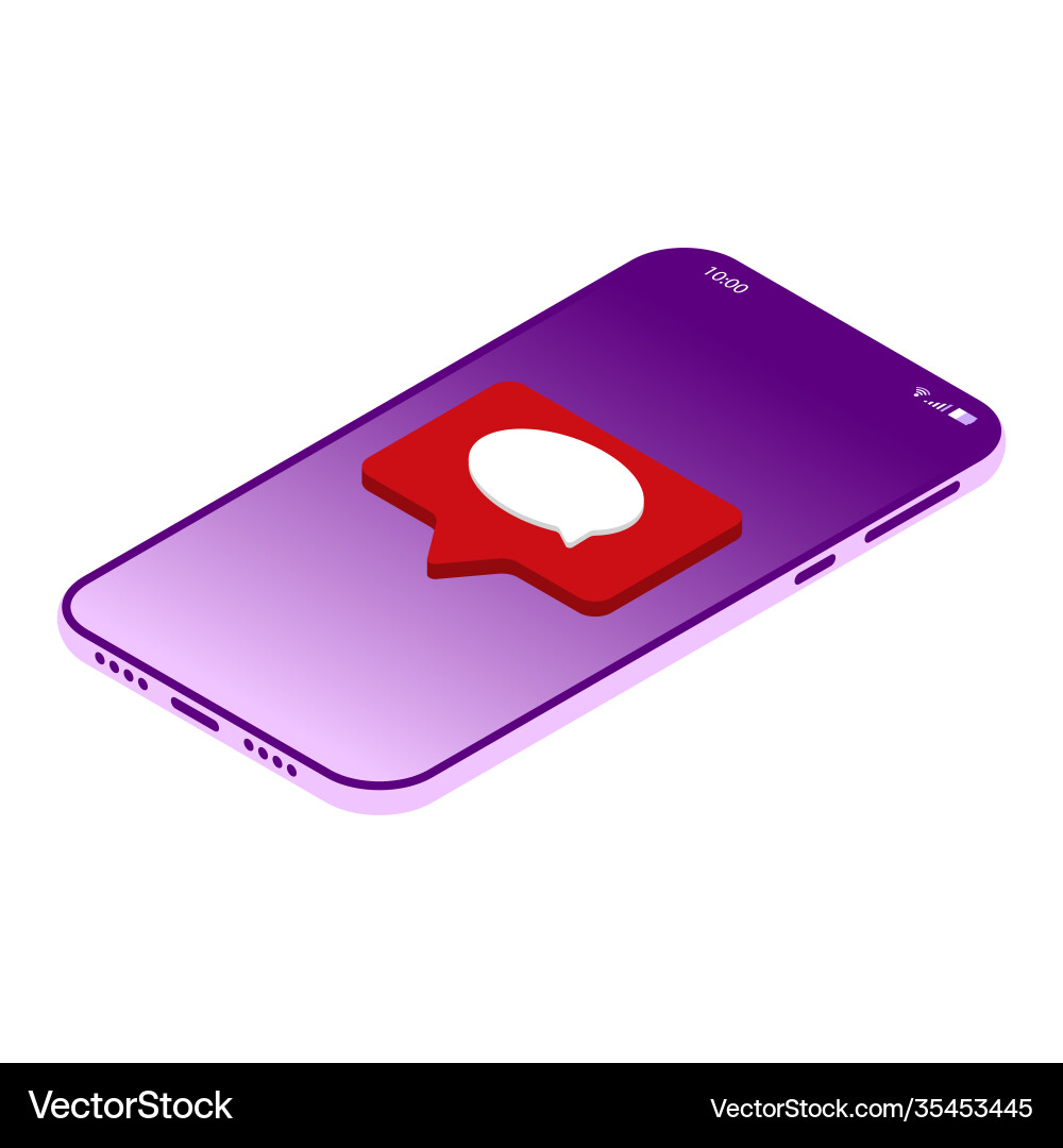 Message icons on a red pin phone screen Royalty Free Vector