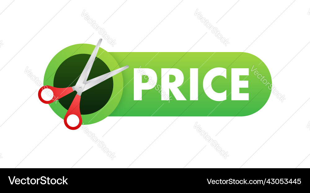 Price cut in flat style on white background Vector Image