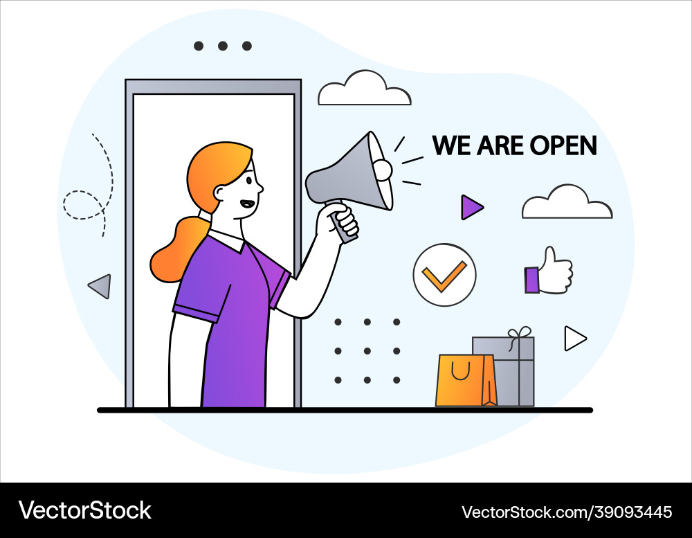 Reopening after pandemic concept Royalty Free Vector Image