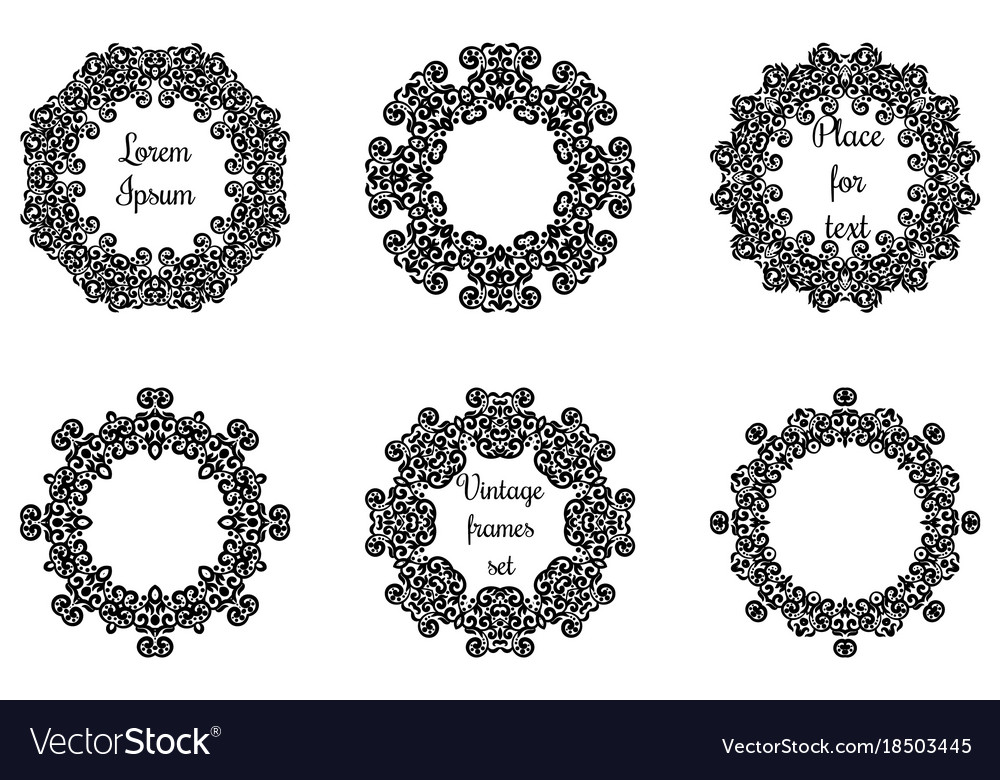 Round geometric ornaments set intricate lacy Vector Image