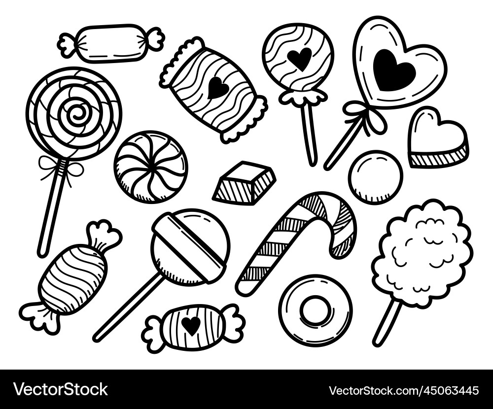 Set of candy doodle with cute design Royalty Free Vector