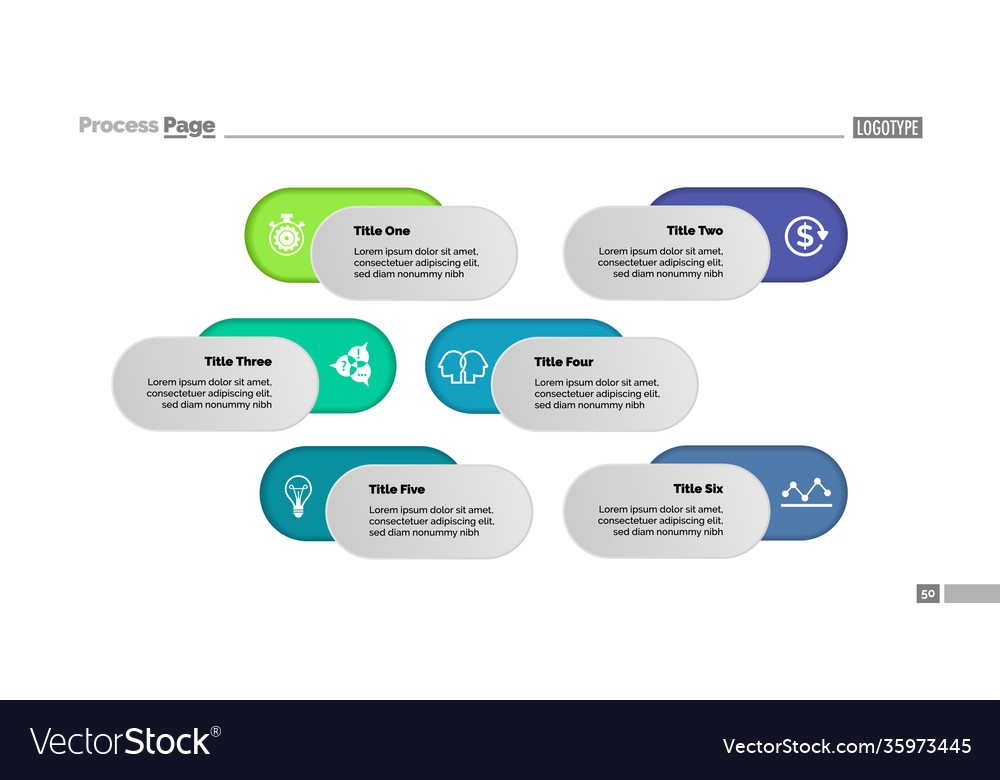 Six options solution process chart template Vector Image