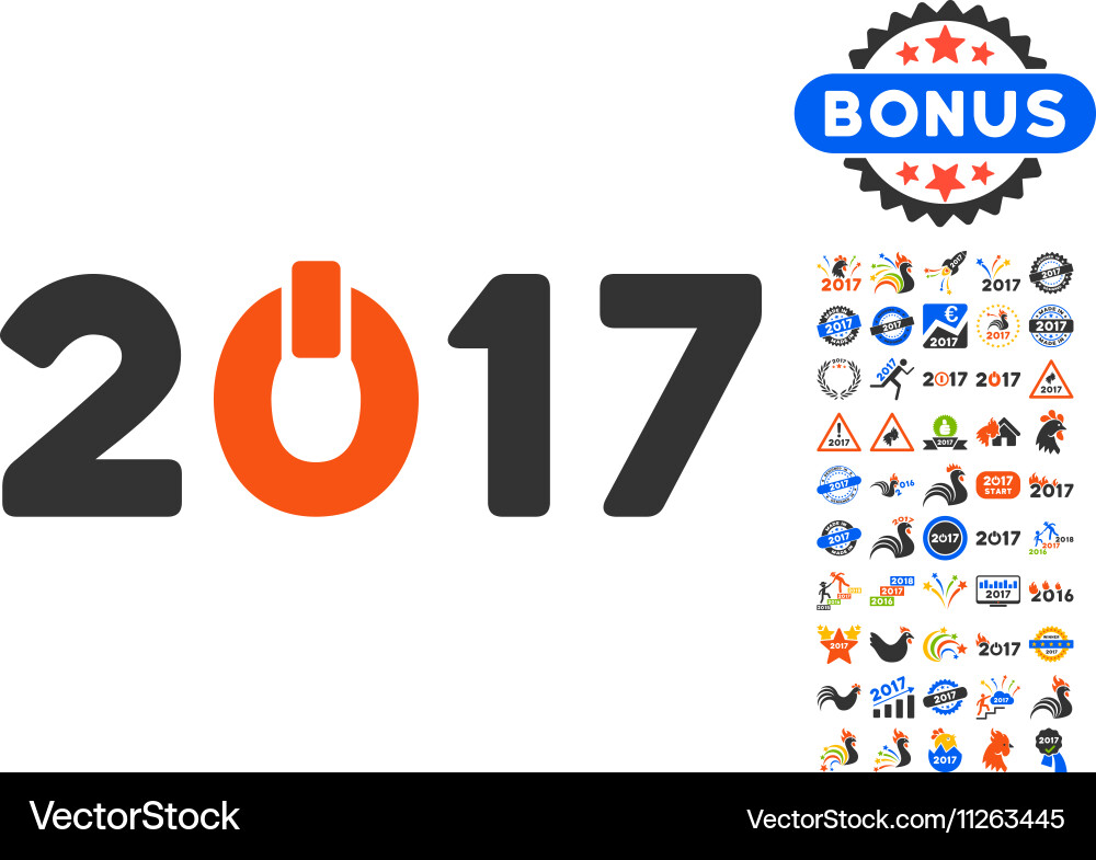 Start 2017 year icon with 2017 year bonus symbols Vector Image