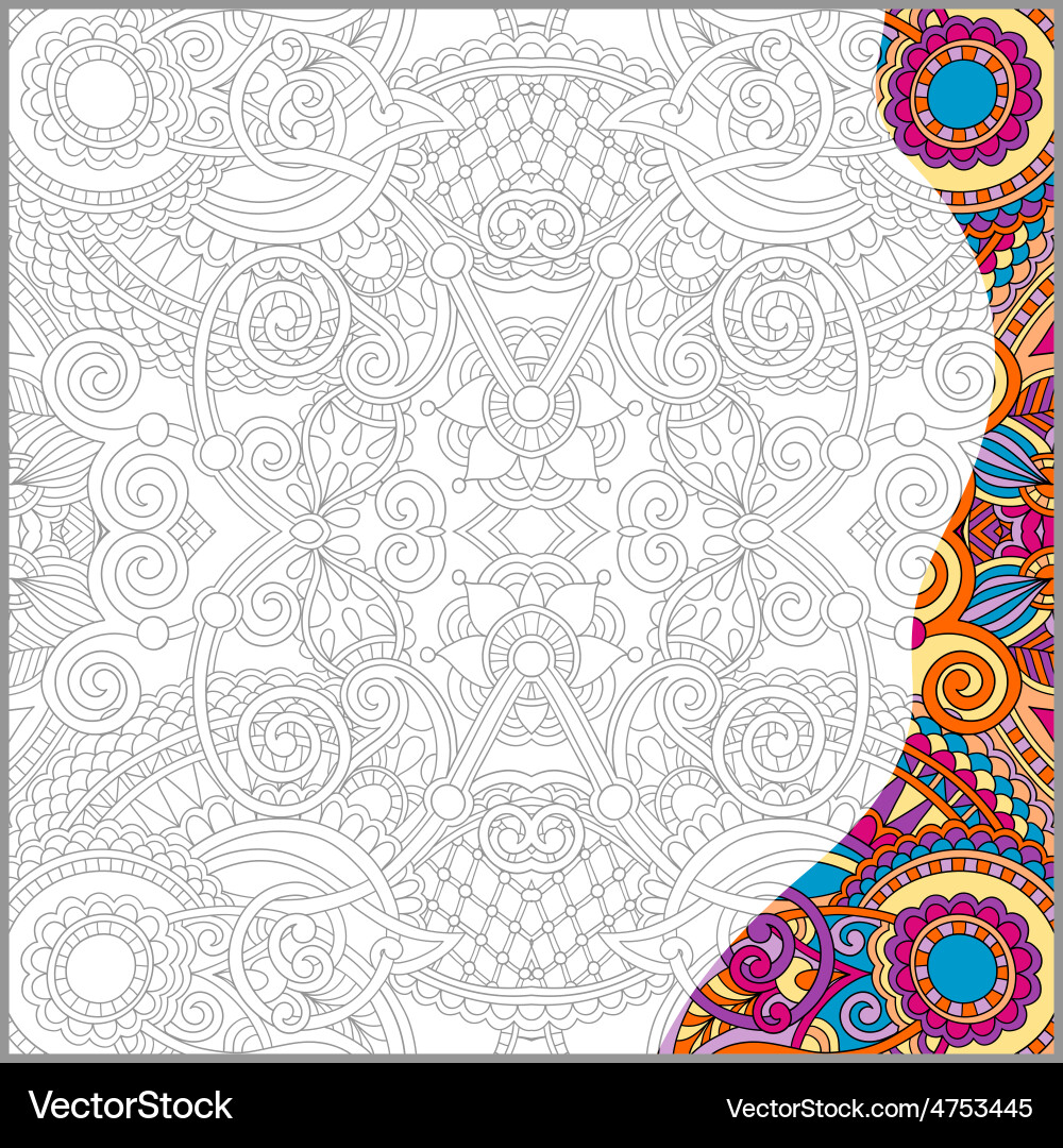 Unique coloring book square page for adults Vector Image