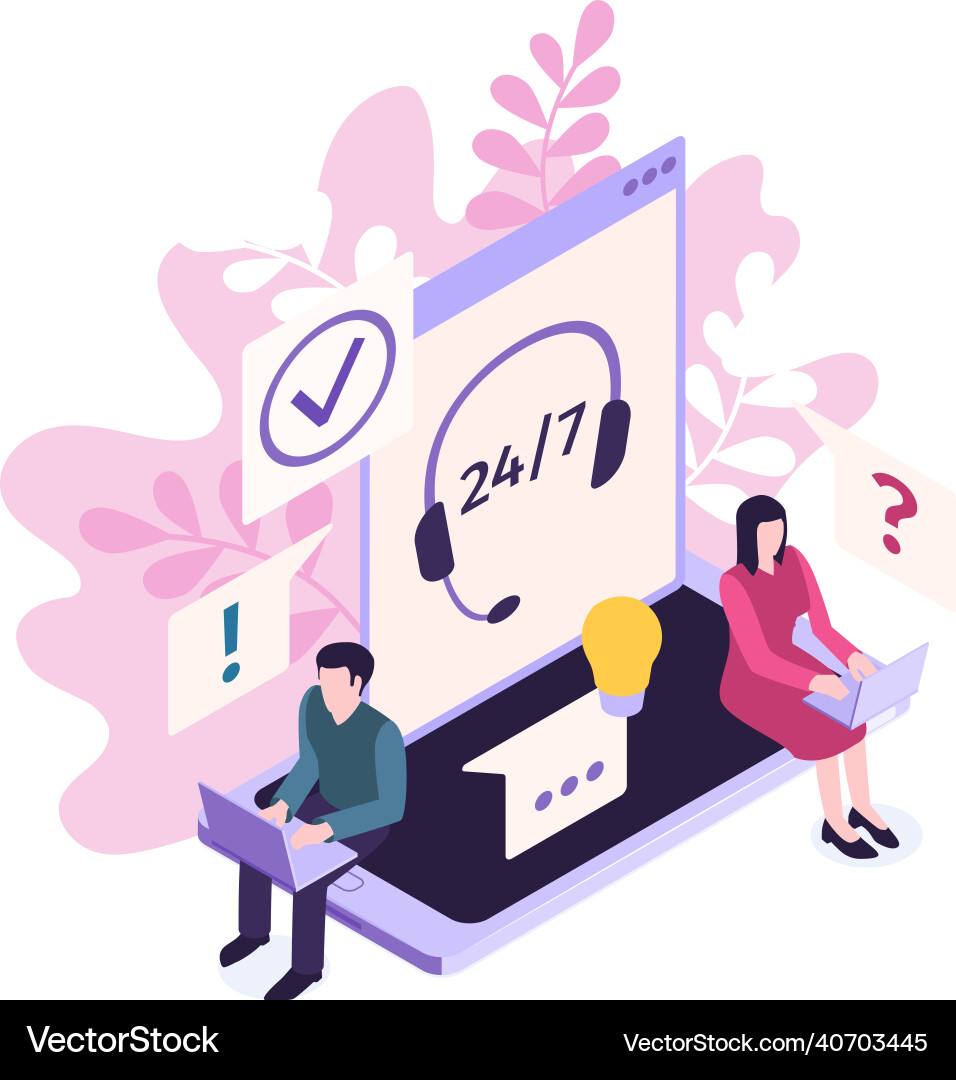 Voice tech support composition Royalty Free Vector Image