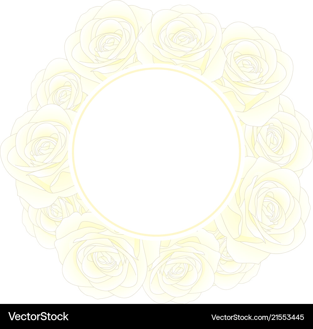 White rose flower banner wreath Royalty Free Vector Image