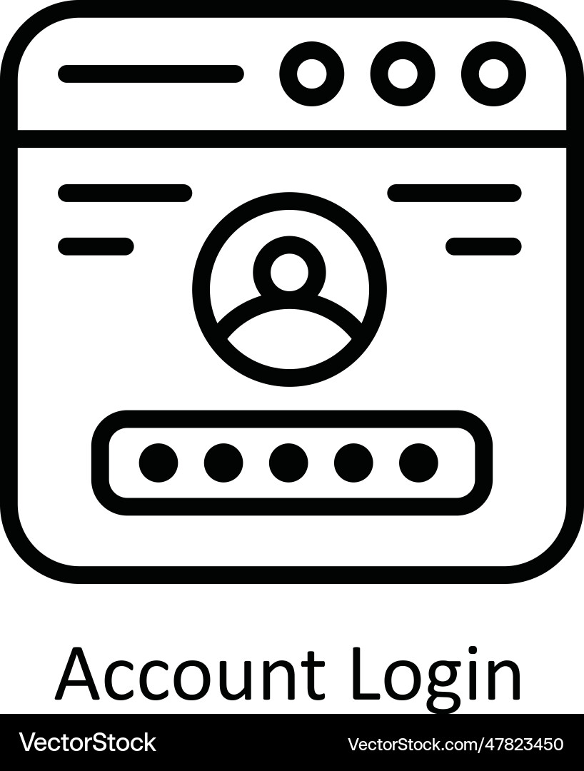 Account login outline icon design Royalty Free Vector Image