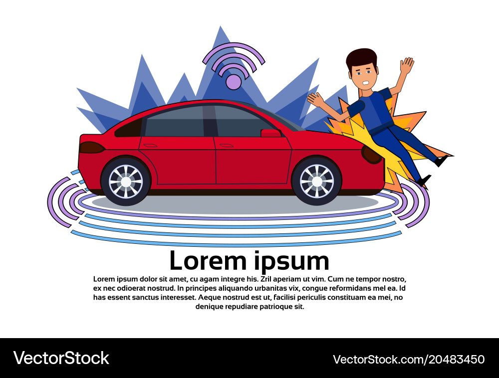 Car crashed man on road personal accident banner Vector Image