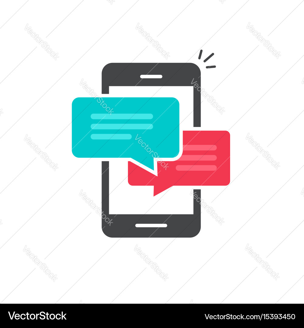 Chat in mobile phone icon flat smartphone Vector Image