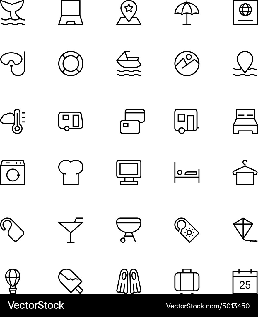 Holiday line icons 4 Royalty Free Vector Image
