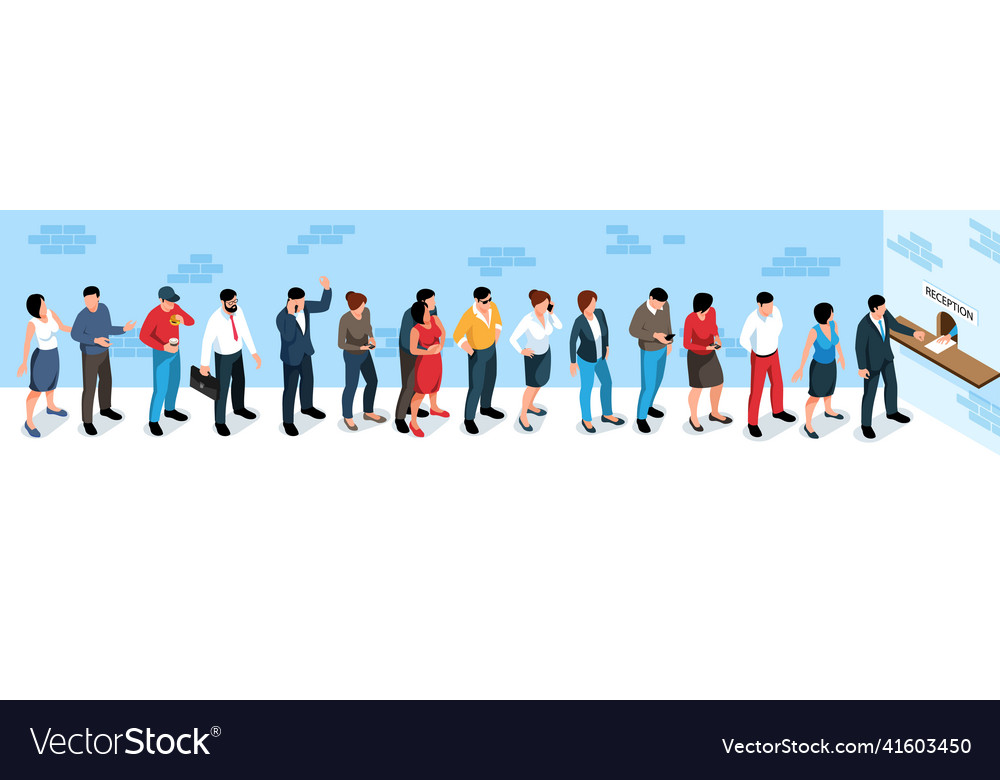 Isometric queue Royalty Free Vector Image - VectorStock Isometric queue Royalty Free Vector Image - VectorStock