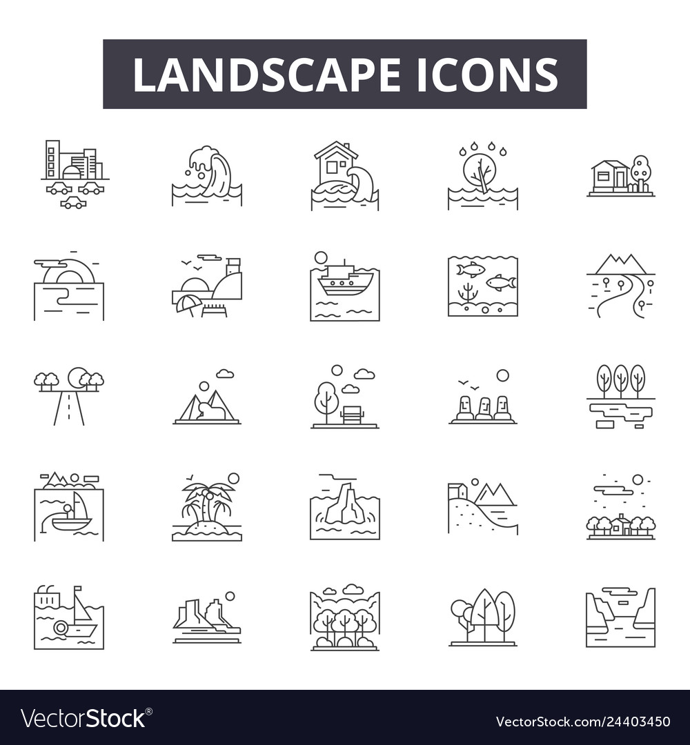 Landscapes line icons for web and mobile design Vector Image