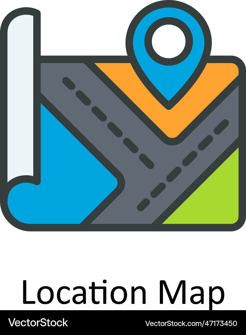 Location map fill outline icon design ill Vector Image