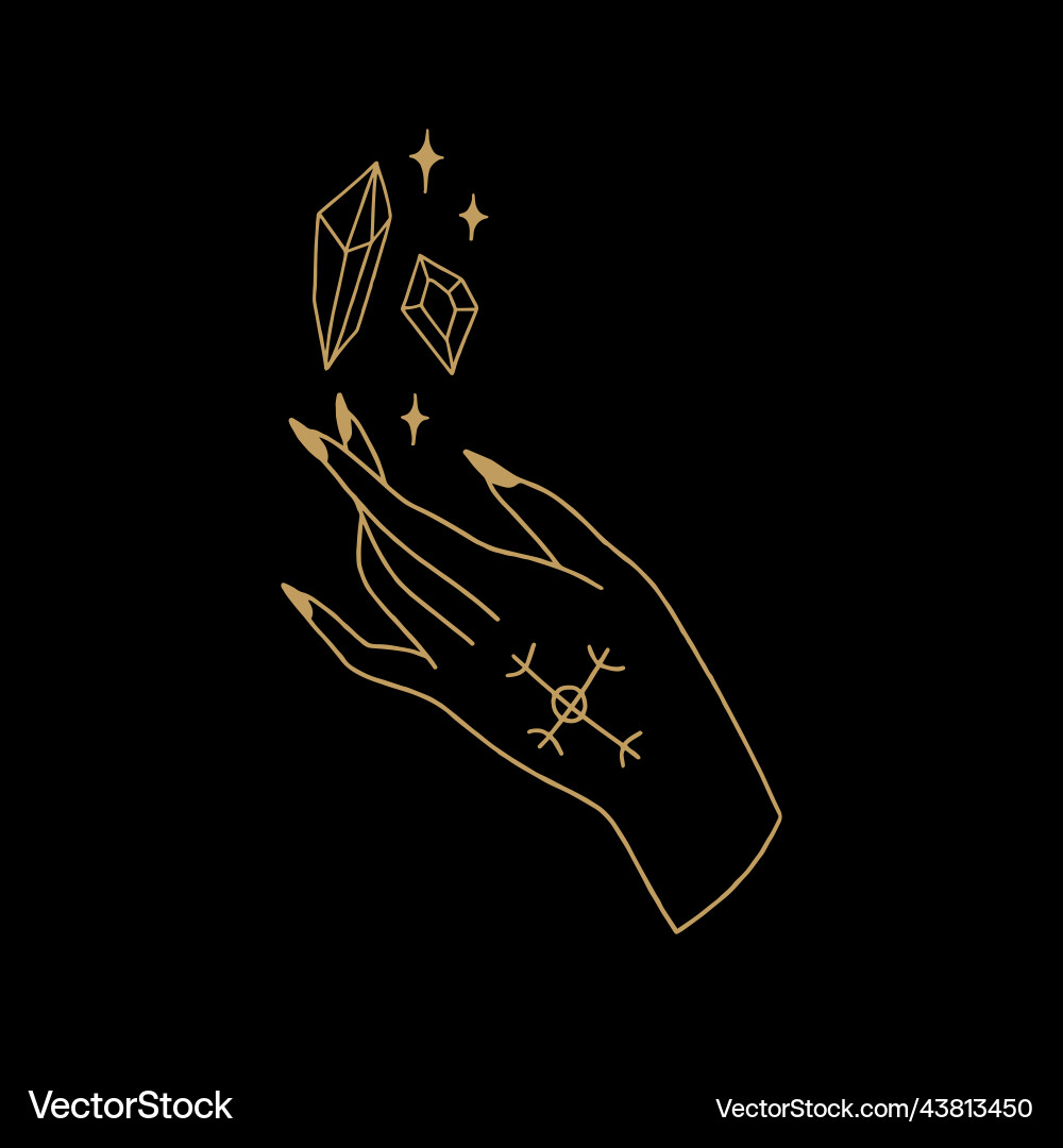 Magic witch alchemy female hand and crystal Vector Image
