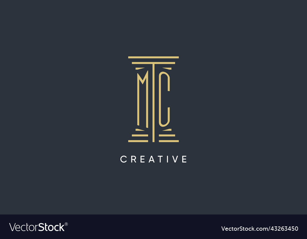 Mc initial monogram with pillar shape logo design Vector Image Mc initial monogram with pillar shape logo design Vector Image
