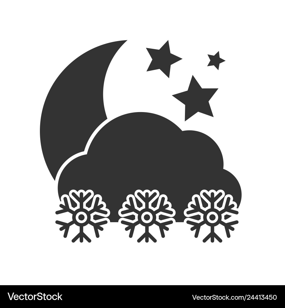Night snowfall dark icon on white background Vector Image