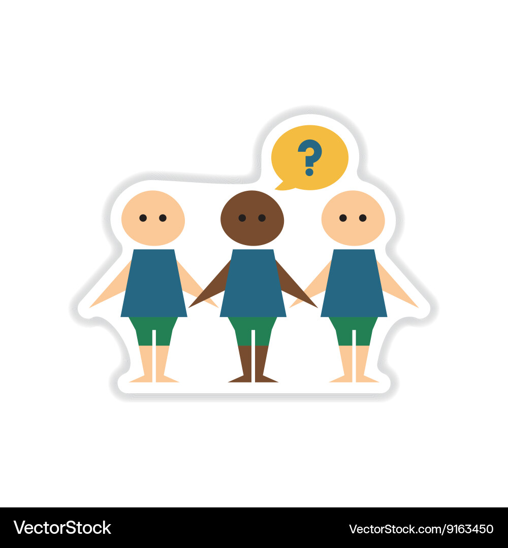 Paper sticker on white background people Vector Image