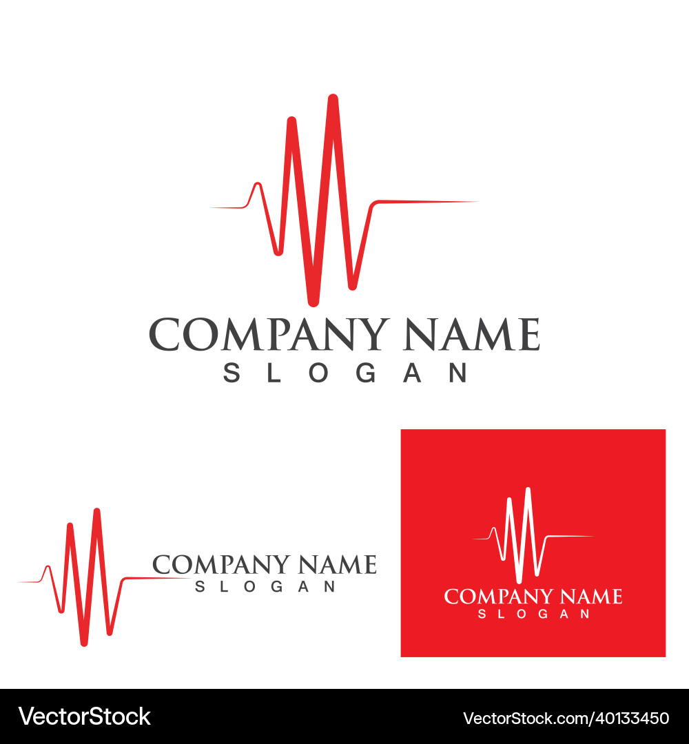 Pulse heart beat logo and symbol Royalty Free Vector Image