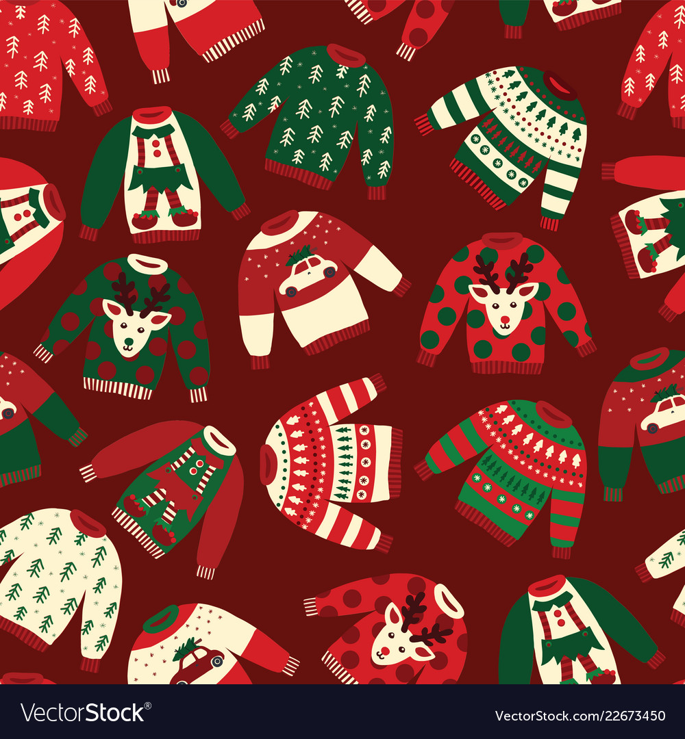 Seamless Ugly Christmas Sweaters Pattern Vector Image
