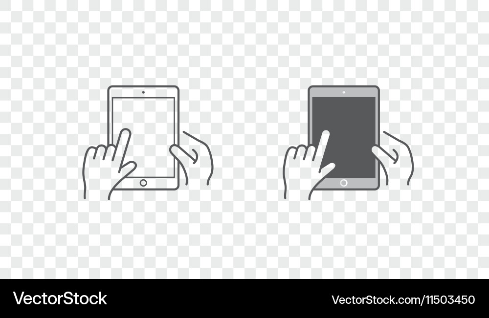 Set icons with hands holding smart device Vector Image