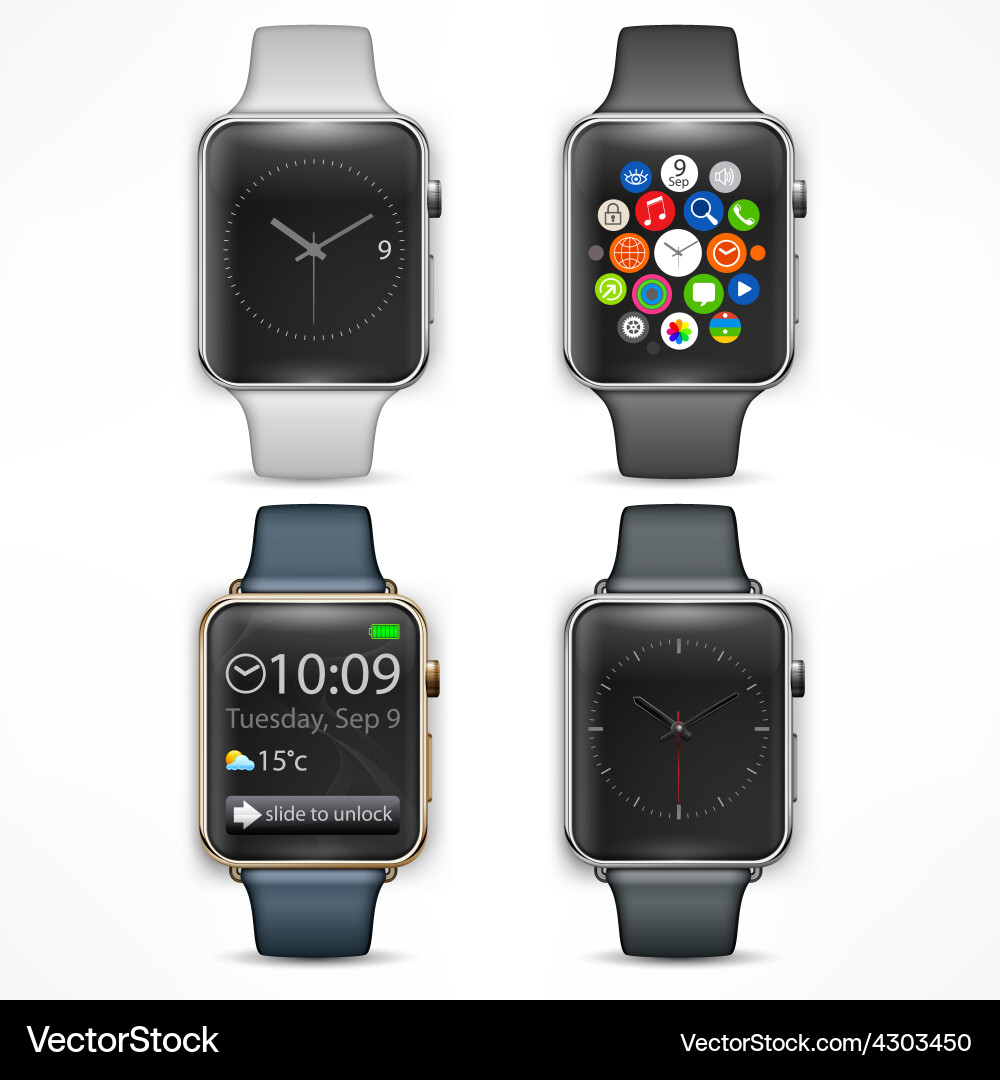 Set of smart watch Royalty Free Vector Image - VectorStock