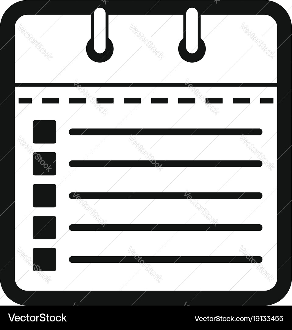 Calendar list icon simple black style Royalty Free Vector