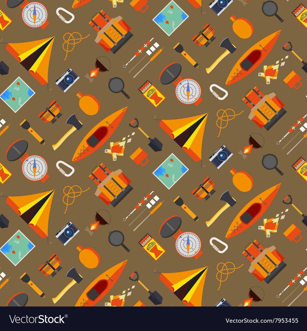 Camping seamless pattern Royalty Free Vector Image