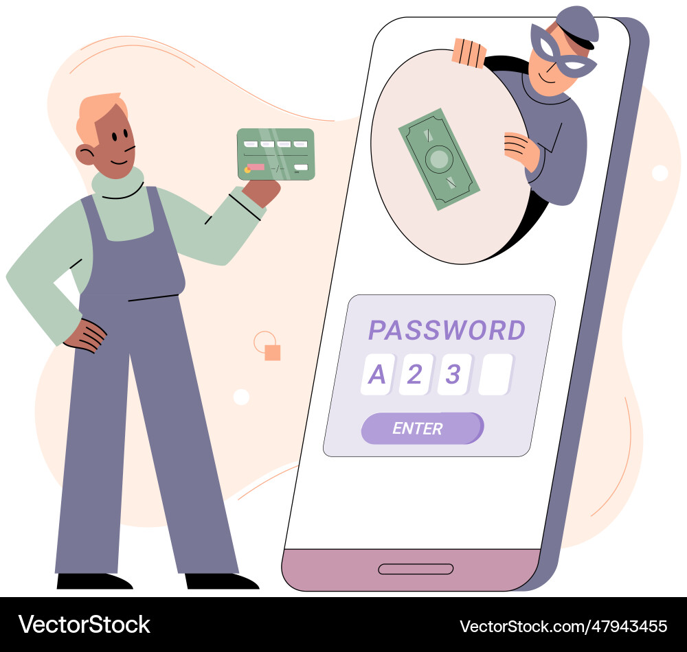 Internet hacker stealing money cybercrime from Vector Image