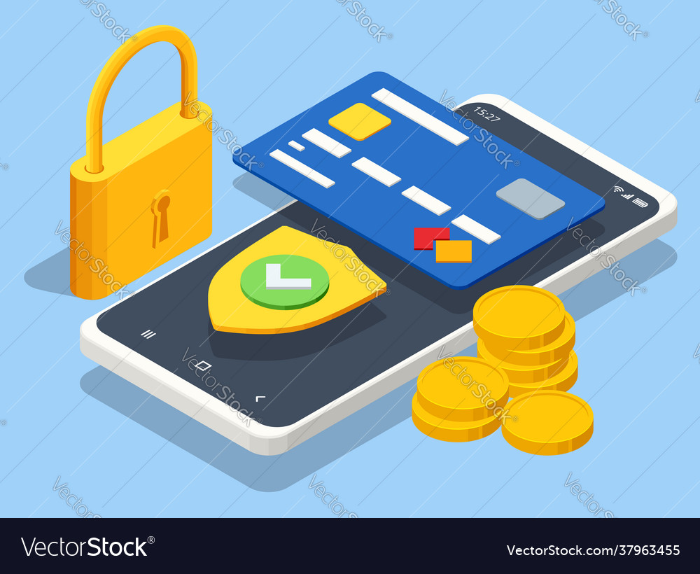 Isometric Data Security System Cyber Royalty Free Vector