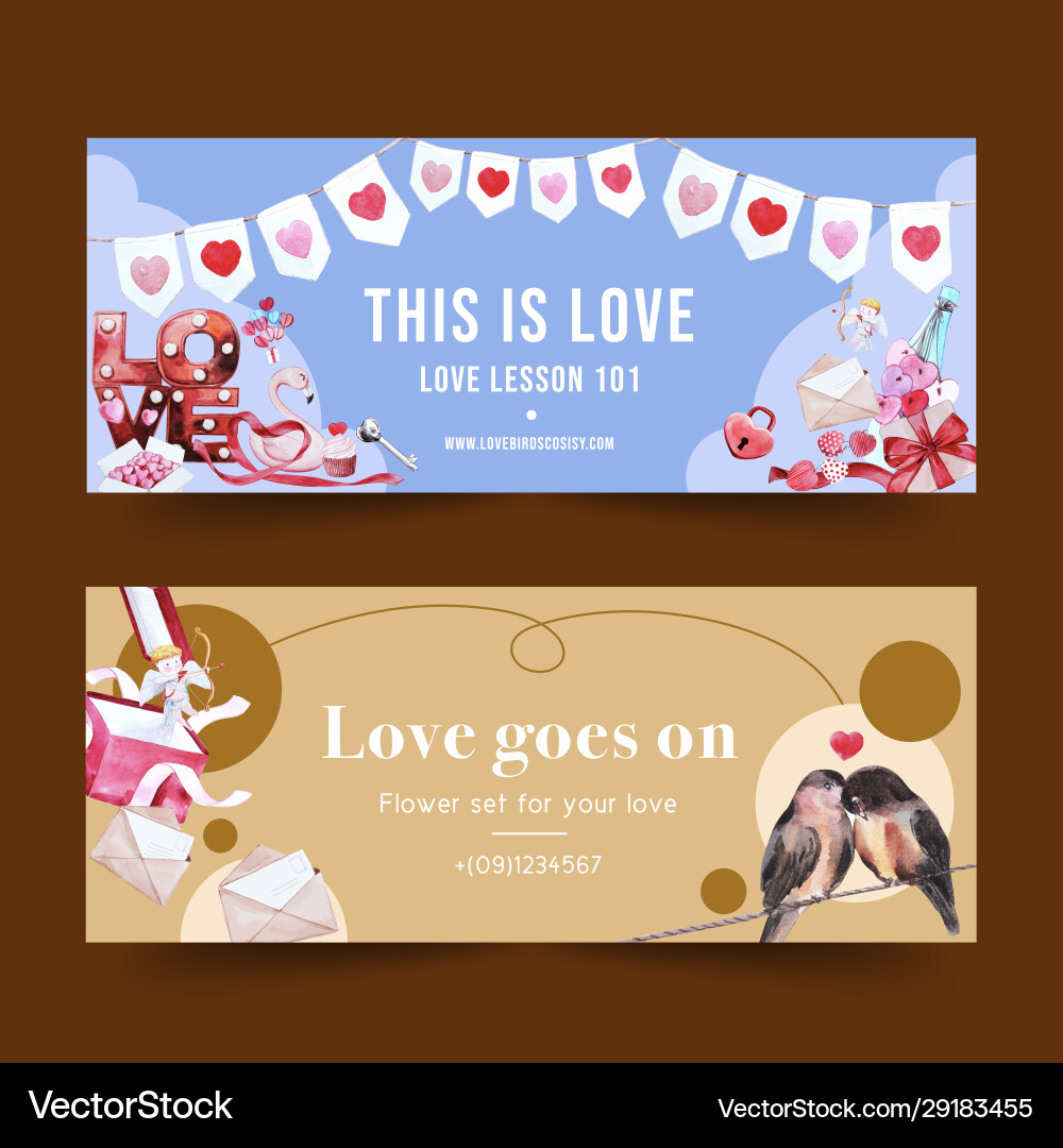 Love banner design with mobility letter bird Vector Image