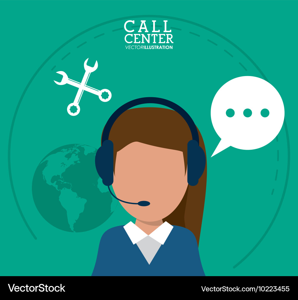 Operator assistant woman headphone call center Vector Image