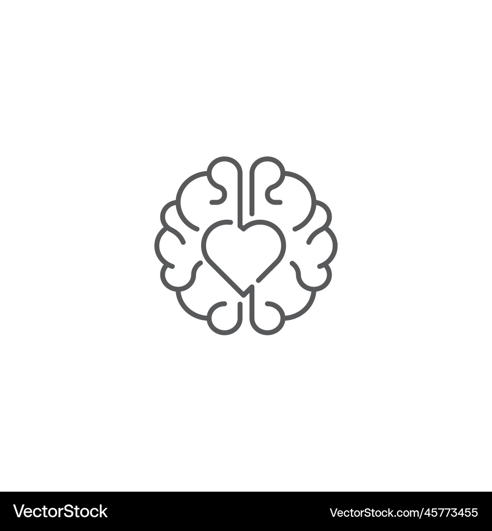 Rational love brain heart logo icon template Vector Image