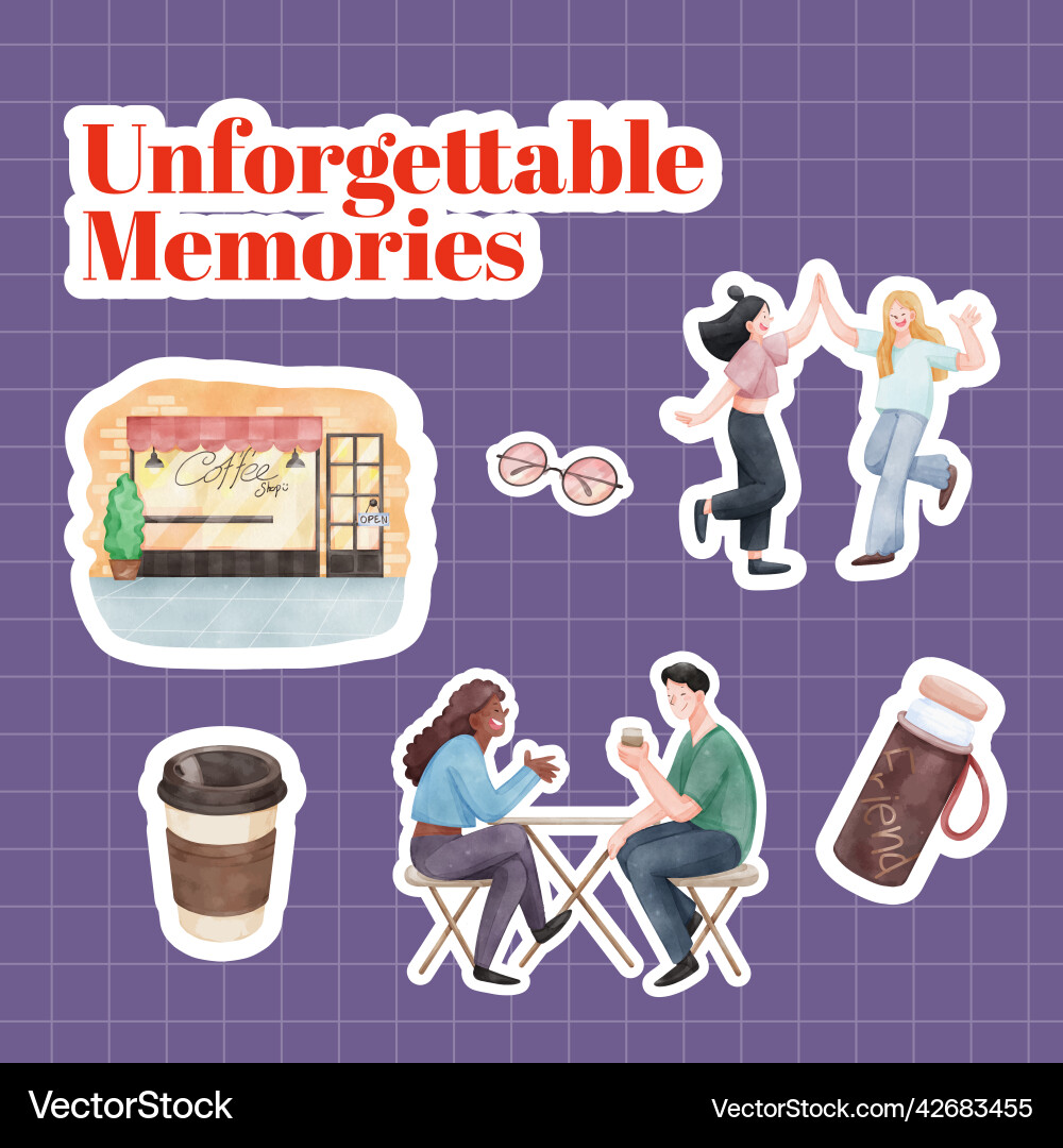 Sticker template with friendship memories Vector Image