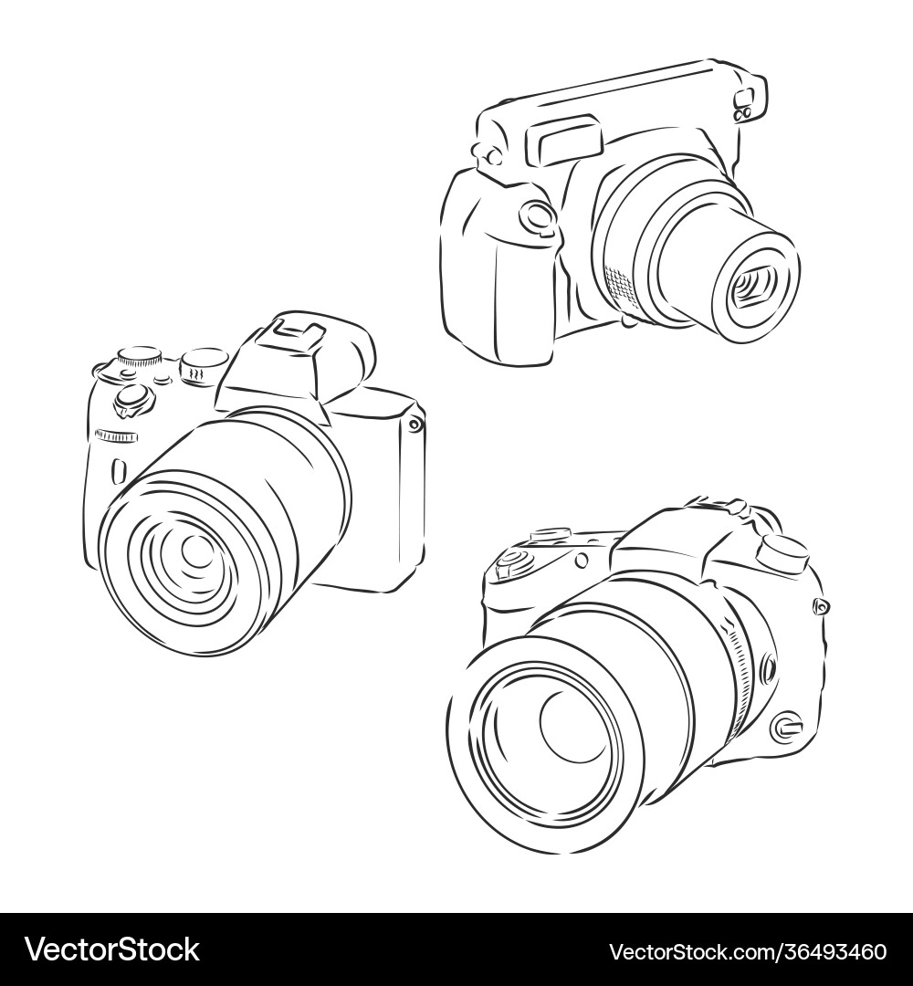 Camera in sketch style sketch Royalty Free Vector Image