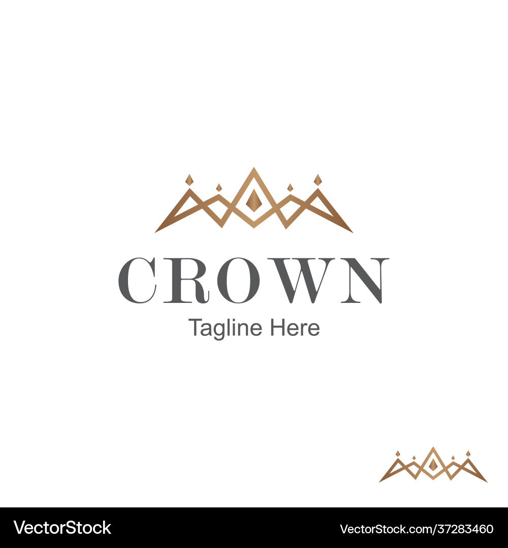 Crown logo design template with gold color Vector Image