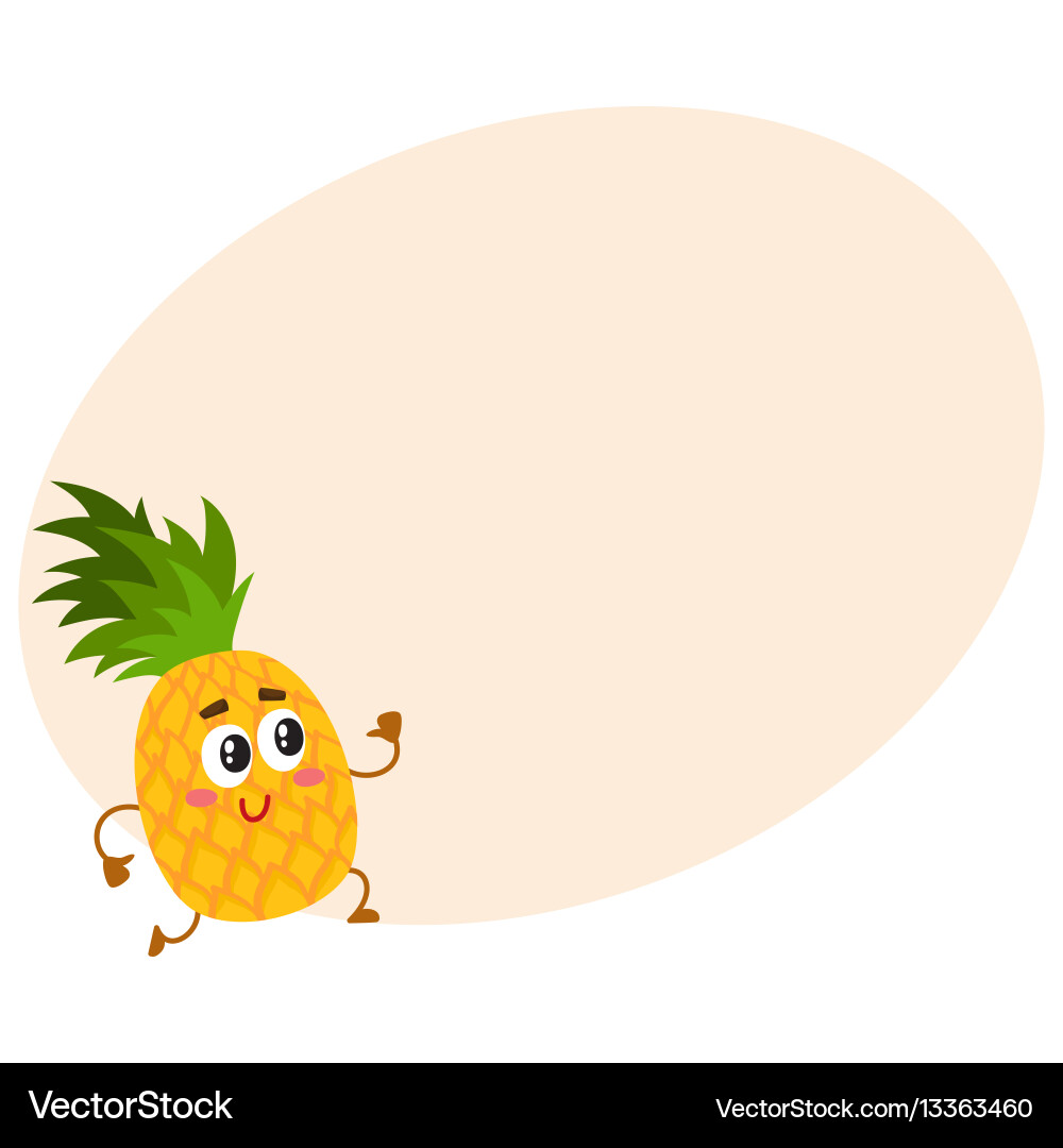 Cute and funny pineapple character running Vector Image