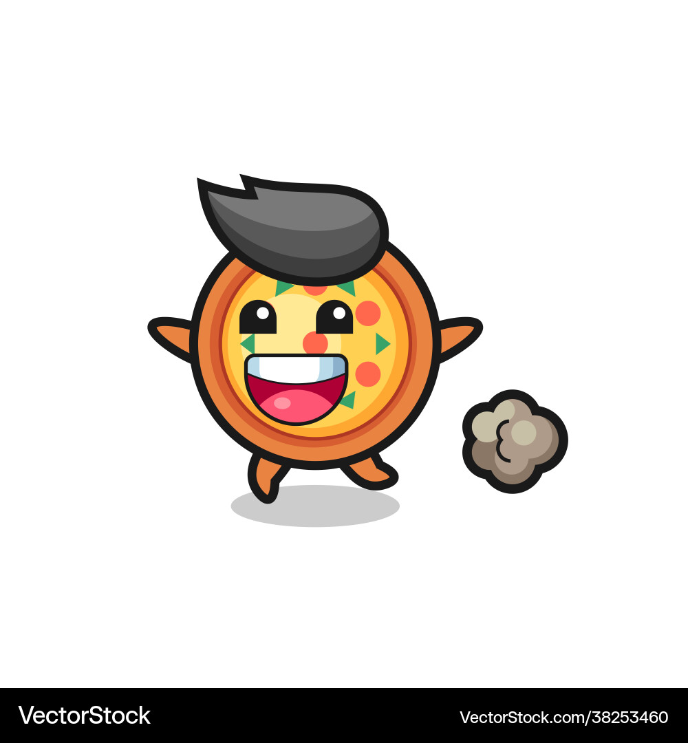 Happy pizza cartoon with running pose Royalty Free Vector
