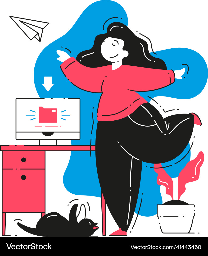 Happy woman celebrating successful complete task Vector Image