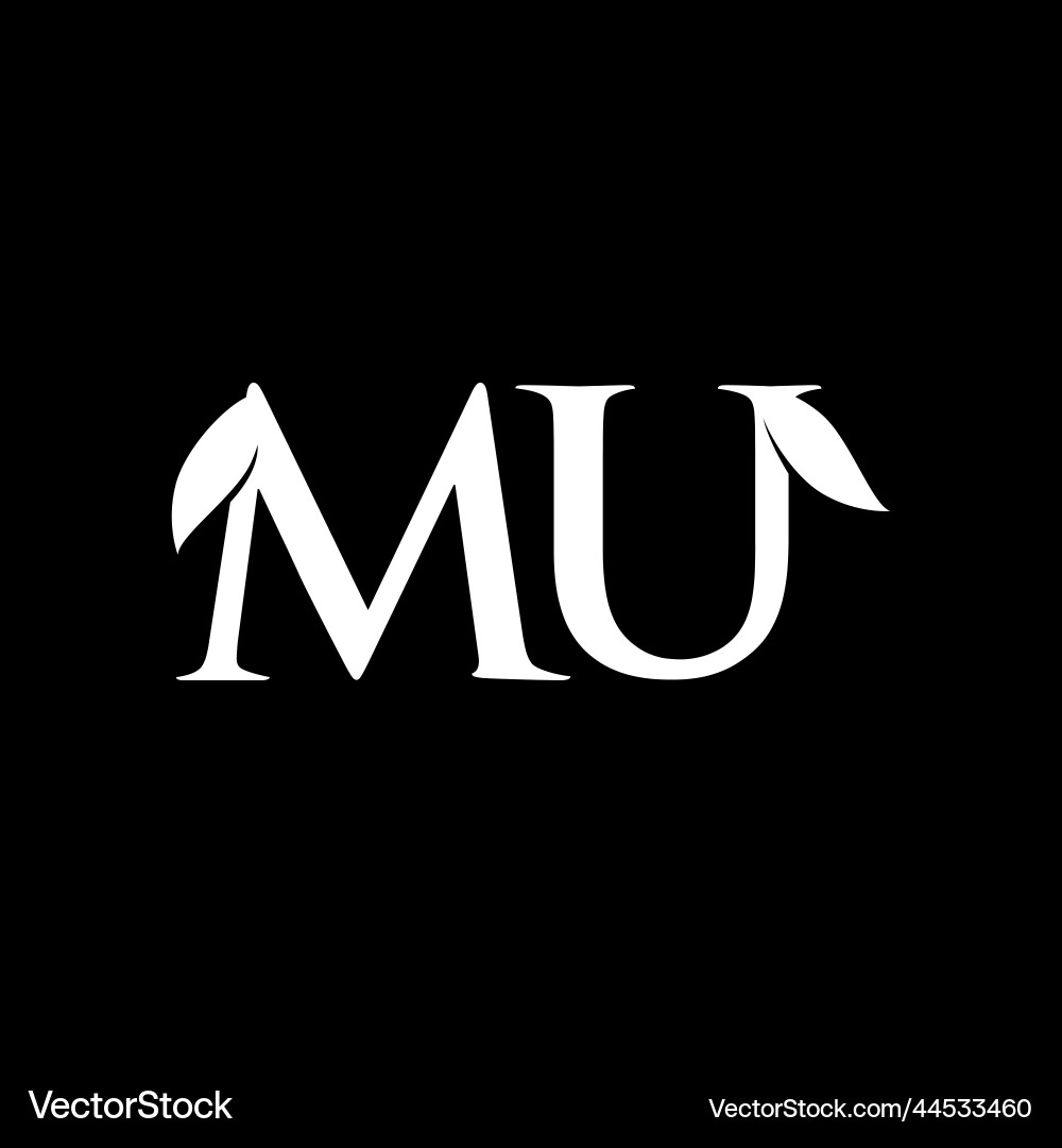 Mu logo leaf nature green Royalty Free Vector Image