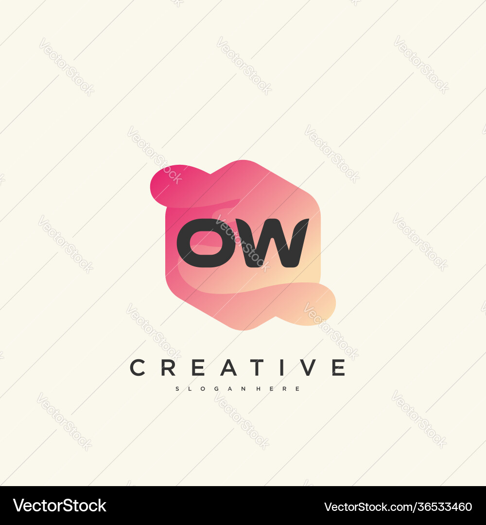 Ow initial letter colorful logo icon design Vector Image
