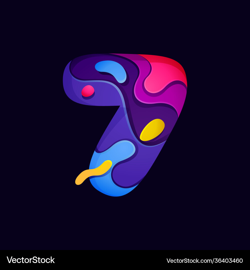 Paper cut number seven multicolor logo Royalty Free Vector