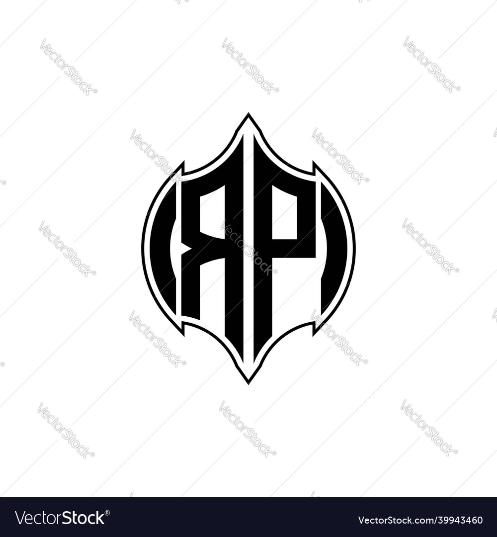 Rp logo monogram geometric shield shape style Vector Image