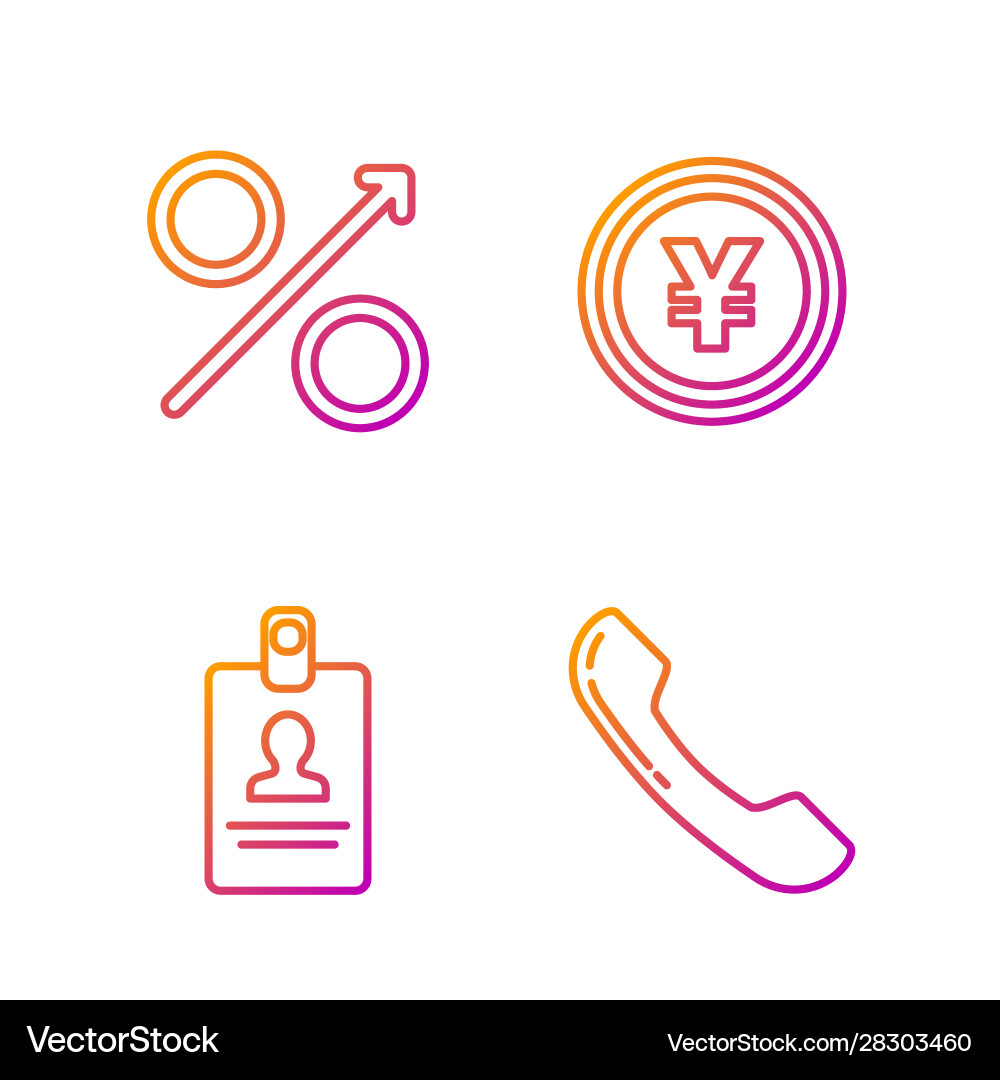 Set line telephone handset identification badge Vector Image