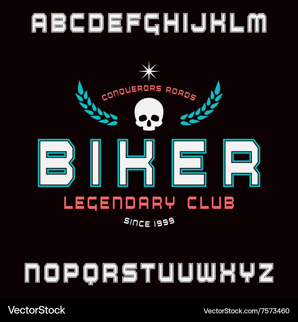 Square sanserif font with contour Royalty Free Vector Image